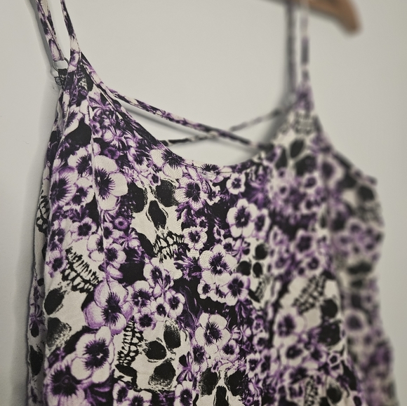 Hot Topic | Dresses | Vintage Hot Topic Purple Floral Skull Babydoll ...